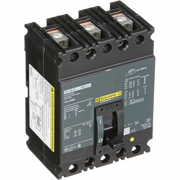 Square D - 60 Amp, 250 VDC, 480 VAC, 3 Pole, Panel Mount Molded Case ...