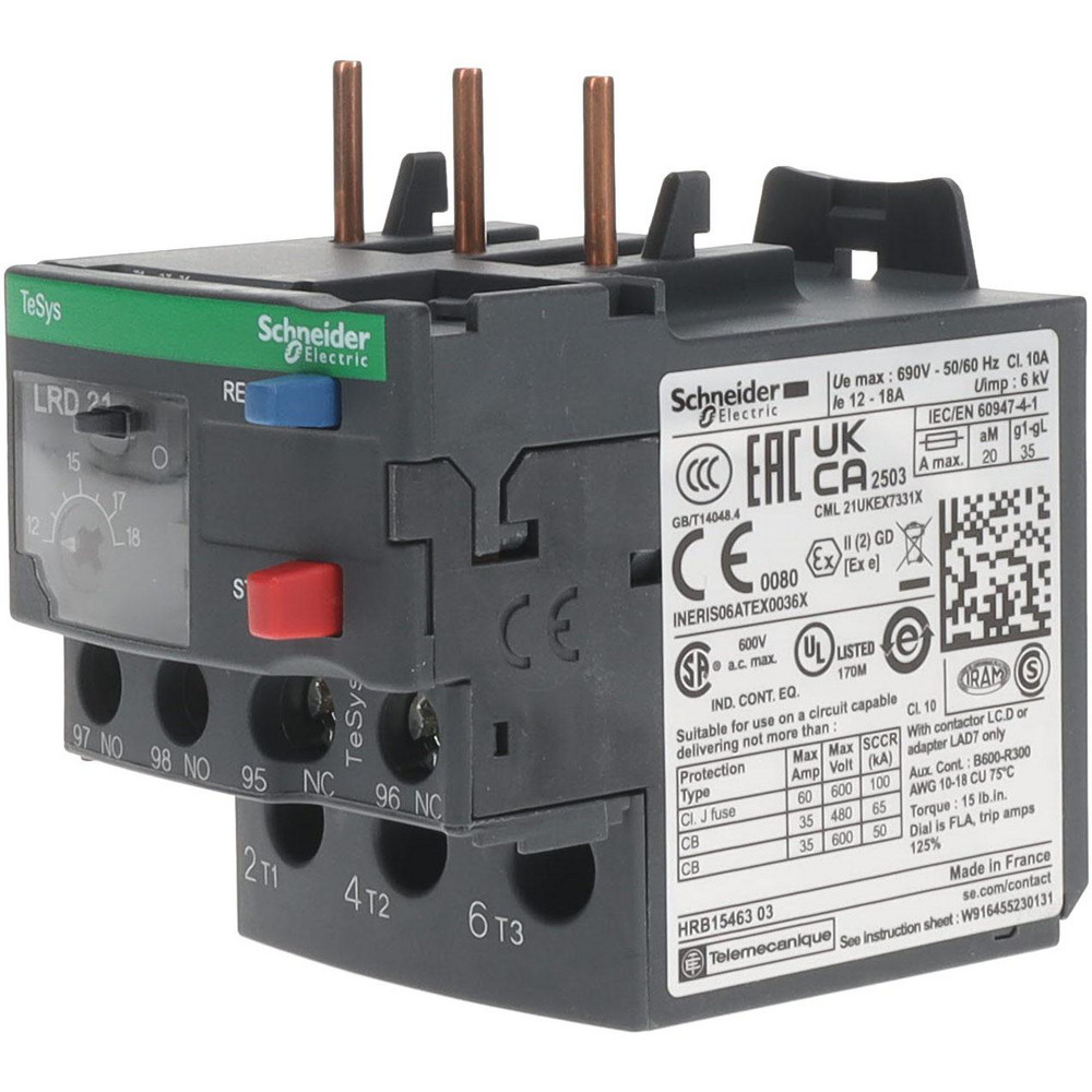 Schneider Electric - 12 to 18 Amp, 690 VAC, Thermal IEC Overload Relay ...