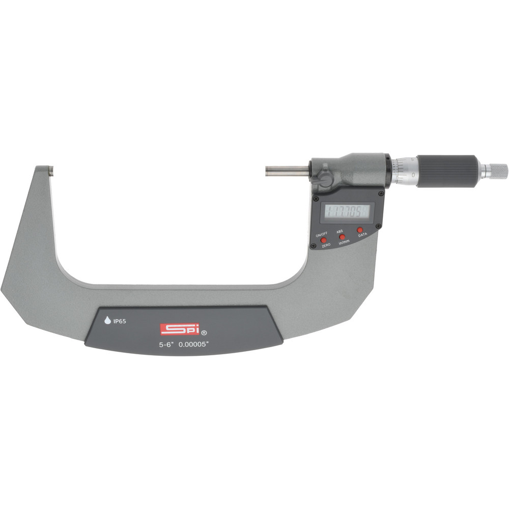 SPI - Electronic Outside Micrometer: 6" Max, Solid Carbide Face, IP65 ...