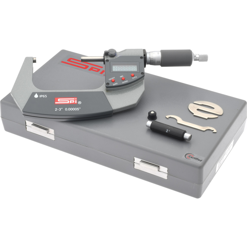 SPI - Electronic Outside Micrometer: 3" Max, Solid Carbide Face, IP65 ...