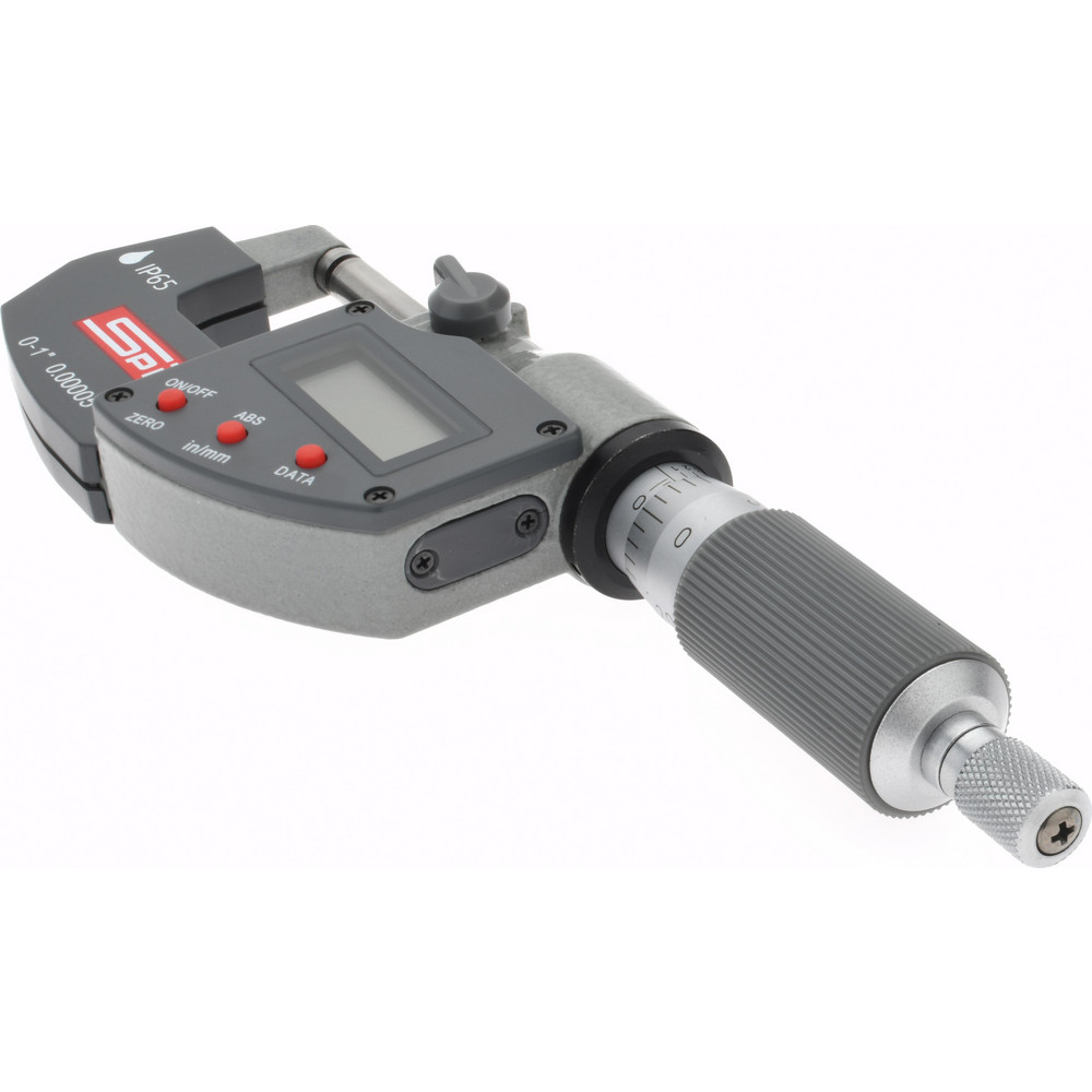 SPI - Electronic Outside Micrometer: 0.00 mm to 1", Solid Carbide Face ...