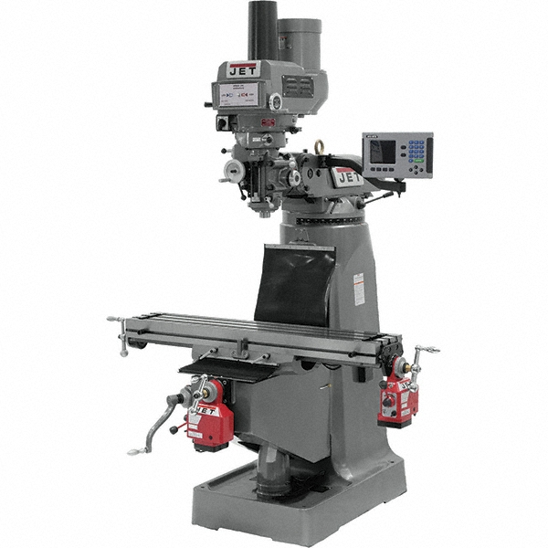 Jet - 9" x 49" Knee Milling Machine: 3 hp, Variable Speed Pulley, 3 ...