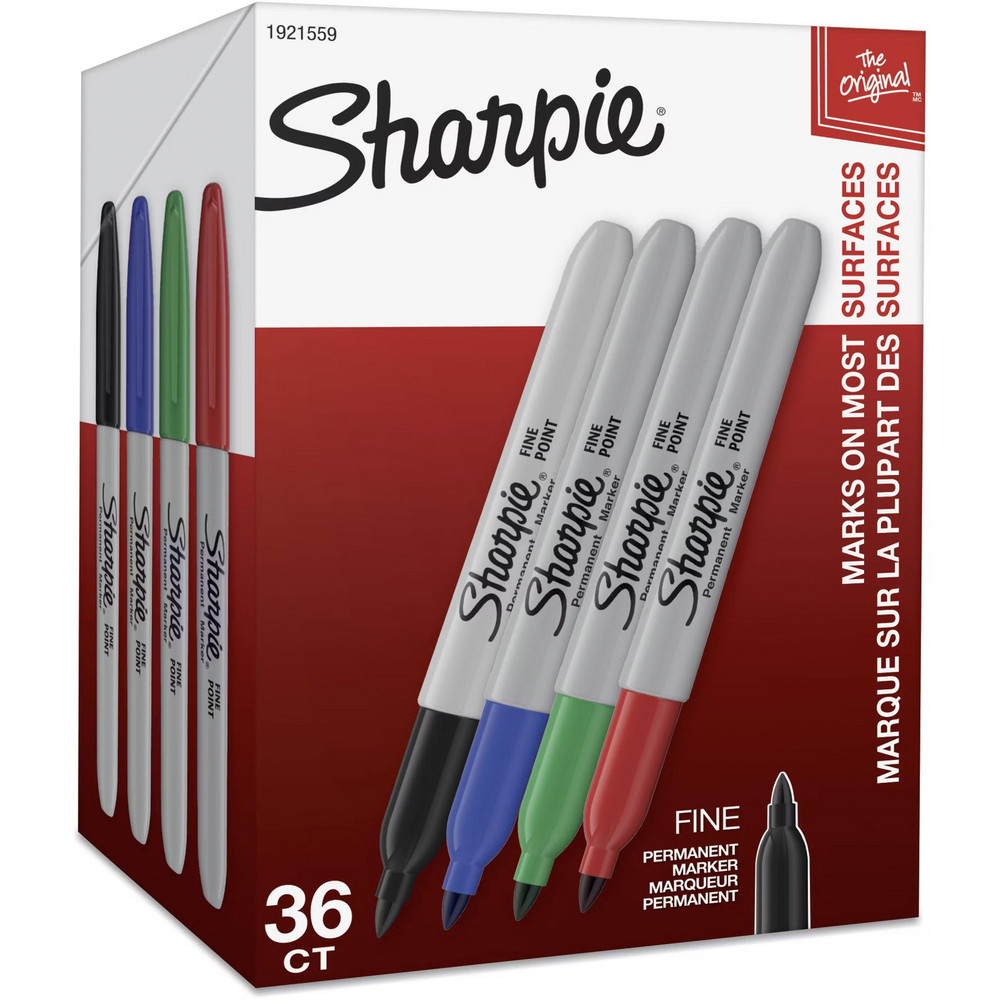 Sharpie - Permanent Marker: Black, Blue, Green & Red, AP Non-Toxic ...