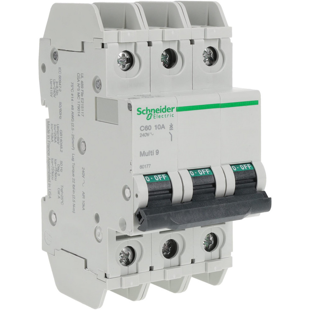 Schneider Electric - 10 Amp, 125 VDC, 240 VAC, 60 VDC, 3 Pole, DIN Rail ...