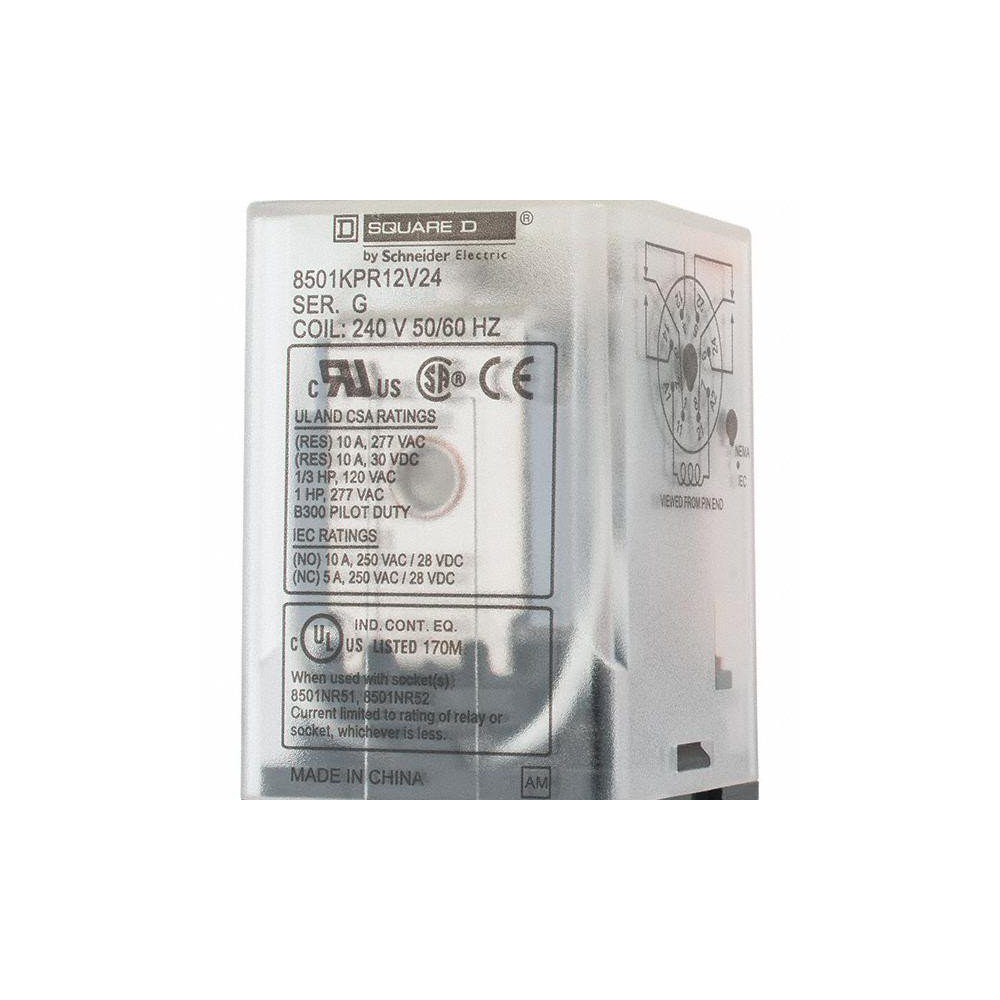 Square D - 8 Pins, 1 hp at 277 Volt & 1/3 hp at 120 Volt, 3 VA Power ...