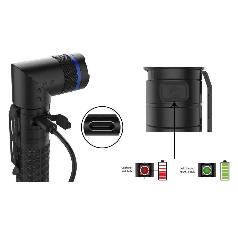 PRO-SAFE - Handheld Flashlight: LED, 900 Lumens, 20 hr Max Run Time ...