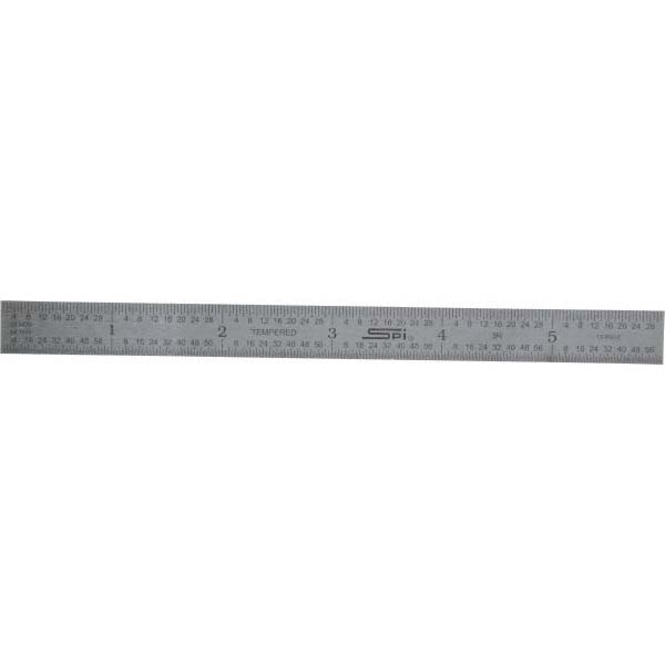 SPI - 6" Long, 1/64, 1/50, 1/32, 1/10" Graduation, Flexible Steel Rule ...