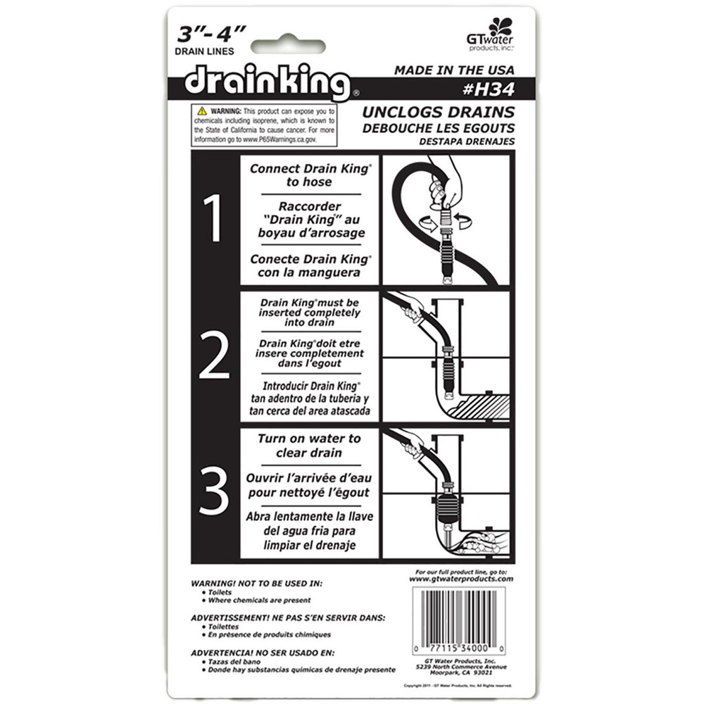 GT Water Products, Inc. - Drain Cleaning Accessory: Drain Cleaner, Use ...