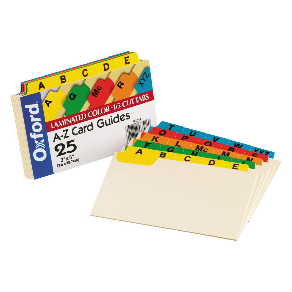 OXFORD - Index Cards: Type: Index Card File Guides; Size (Inch): 3 x 5 ...