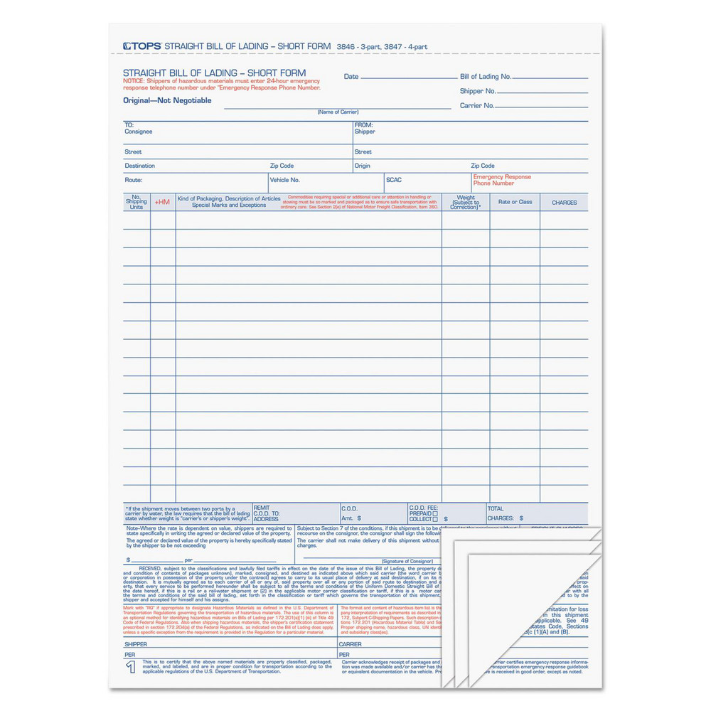 TOPS - Office Forms: Type: Shipping & Receiving Forms; Format: Four ...