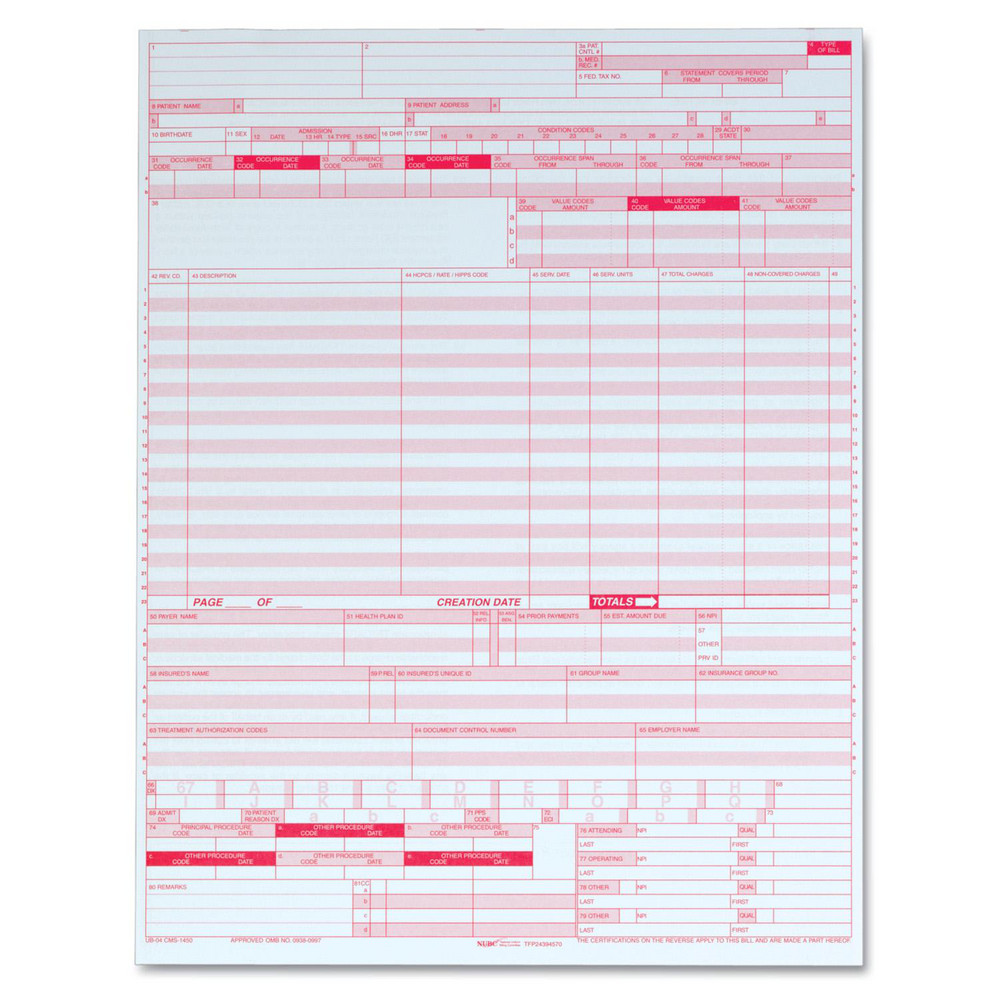 TOPS - Office Forms: Insurance Forms, One-Part (No Copies), 2500 | MSC ...