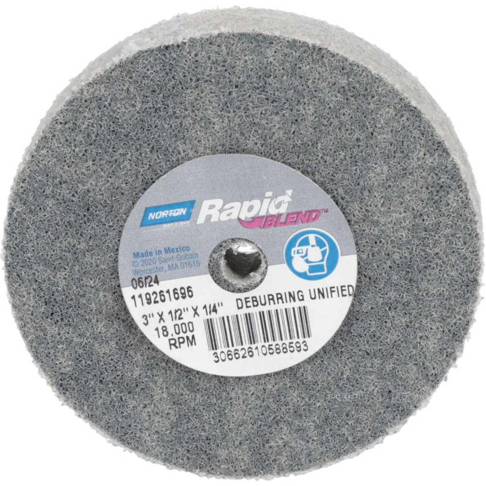 Norton - Deburring Wheel: 3" Dia, 1/2" Face Width, 1/4" Hole, Silicon ...