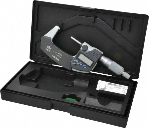 Mitutoyo - Electronic Outside Micrometer: 2" Max, Solid Carbide Face ...