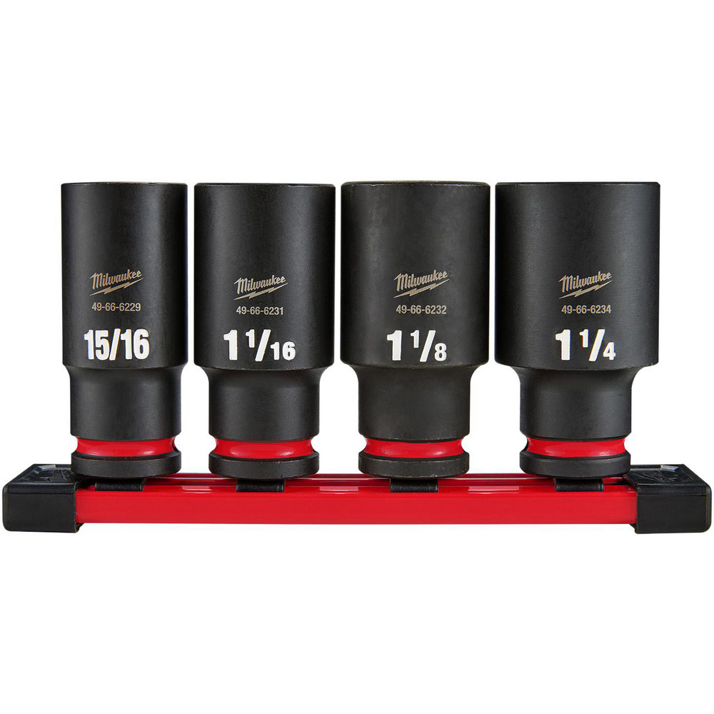 Milwaukee Tool - Socket Set: Deep Impact, 4 Pc, 1/2" Drive, 15/16 to 1 ...