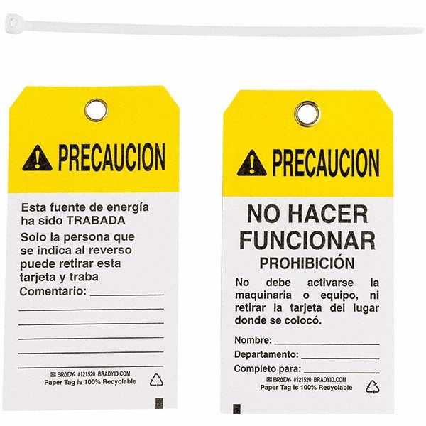 Brady - Do Not Operate Tag: 5-3/4" High, 3" Wide, Paper, "PRECAUCION ...