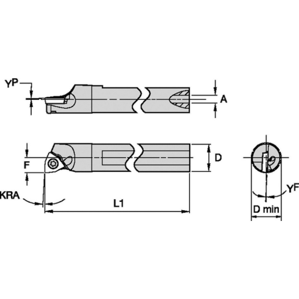 Widia - Indexable Boring Bar: GCBIW31263R, 0.3470" Min Bore, Right Hand ...