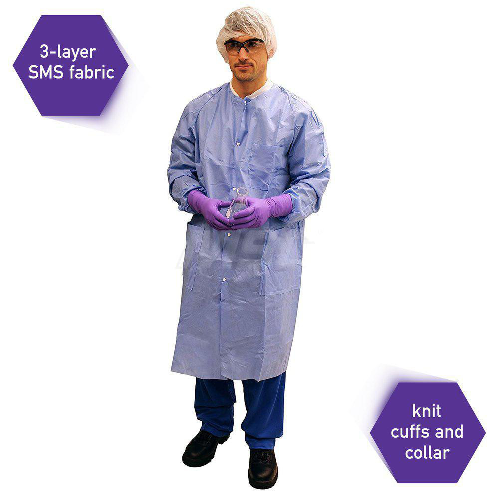 Kimtech - General Purpose Lab Coat: Size Medium, Polyester, Blue, 3 ...