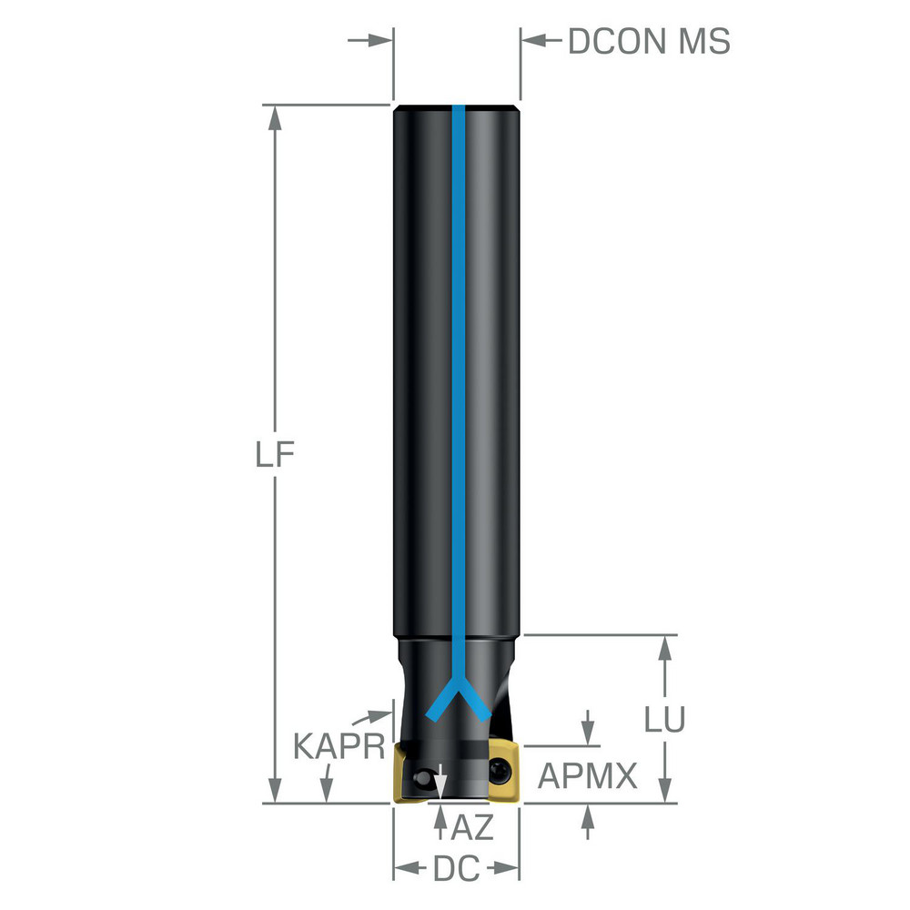 Sandvik Coromant - Indexable Square-Shoulder Face Mill: MS20-R016A16L-10L, 0.3543" Max Cutting ...