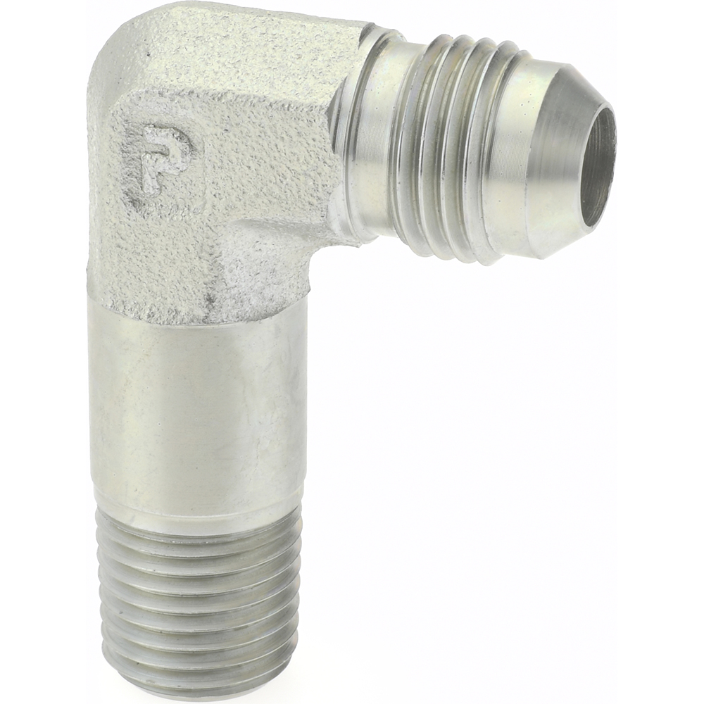 Parker - Steel Flared Tube 90 Deg Elbow: 3/8" OD, 1/4-18 Thread, 37 deg Flared Angle | MSC Direct