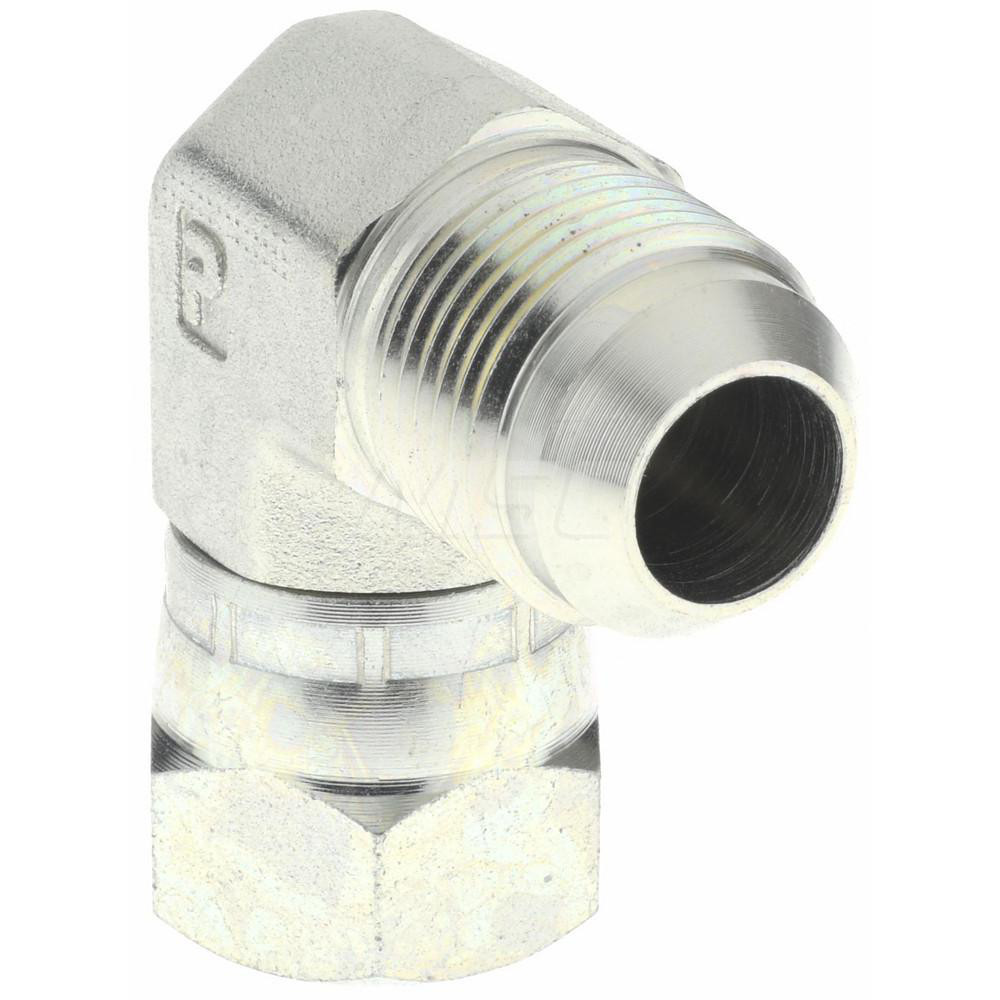 Parker - Steel Flared Tube 90 Deg Swivel Elbow: 5/8" OD, 37 deg Flared Angle | MSC Direct