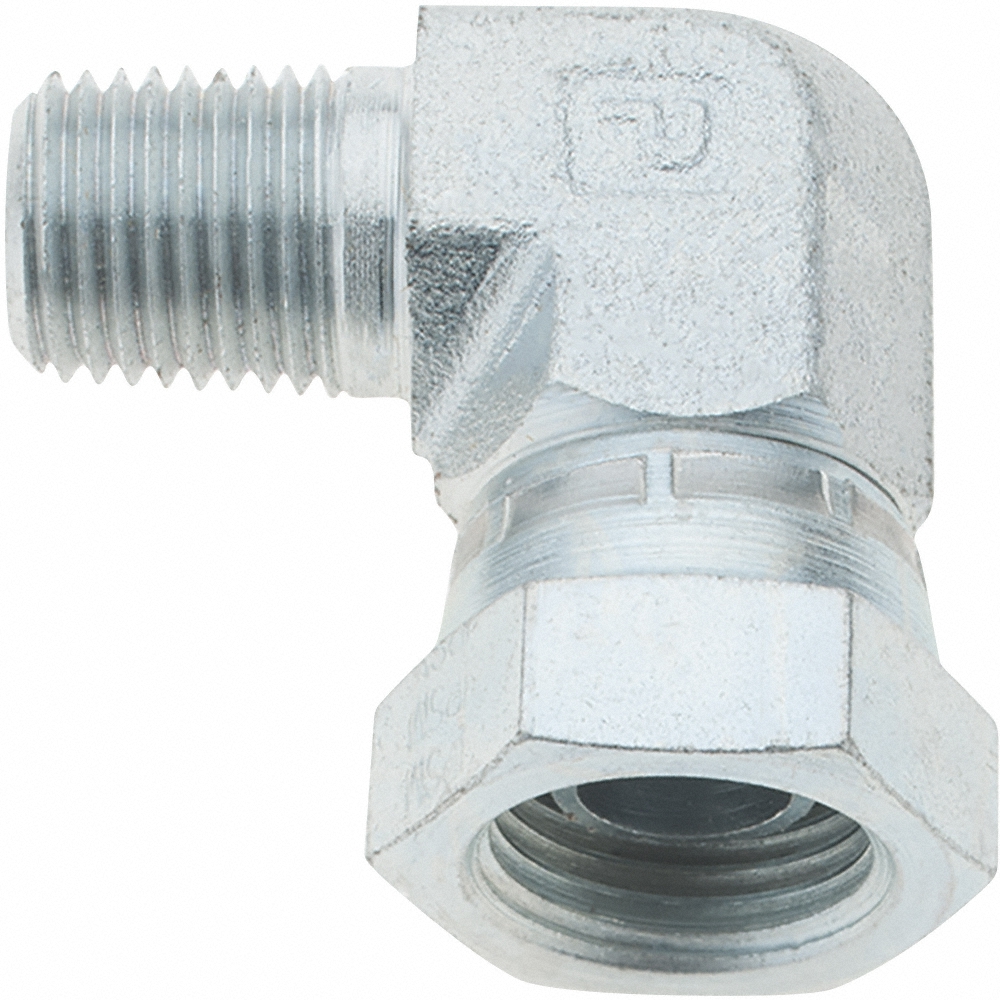 Parker - Hydraulic Hose Swivel Elbow Fitting: Hose Size 6, 1/4-18 Thread, 6,000 psi | MSC Direct