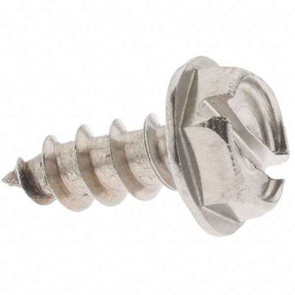 Value Collection - Sheet Metal Screw: #10, Hex Washer Head, Slotted ...