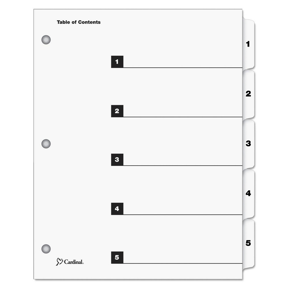 Cardinal - Tabs, Indexes & Dividers: Divider Type: Printed Numeric ...