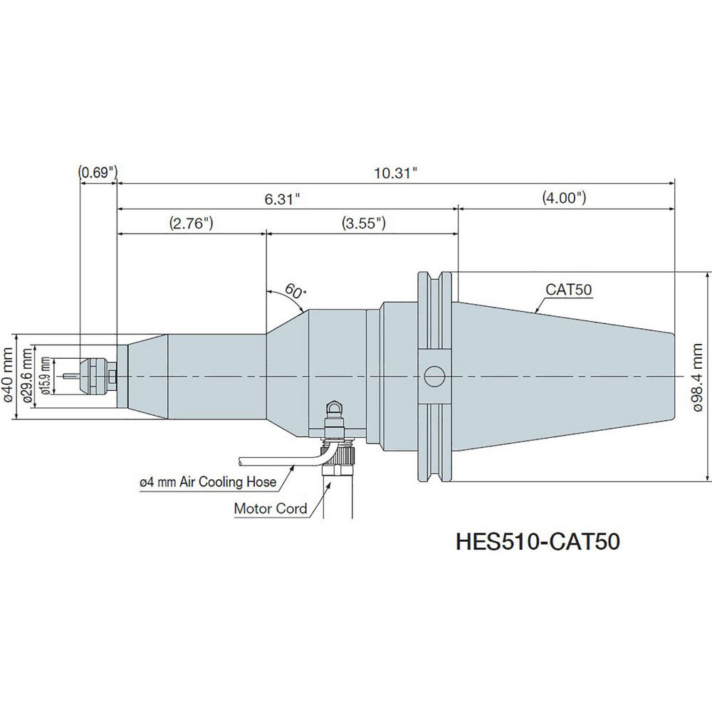 Nakanishi - Electric High-Speed Spindle: Taper Shank, 50000 RPM, CHK ...