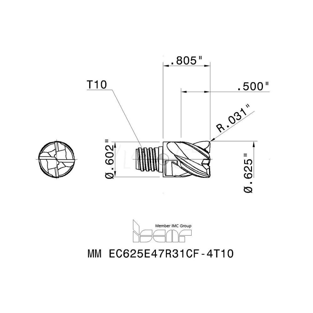 Iscar - Roughing Milling Tip Insert: MMEC625E47R31CF4T10, Carbide | MSC ...