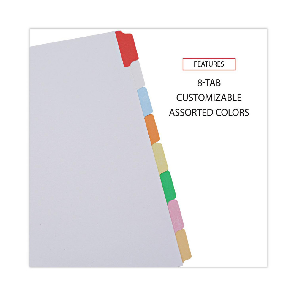UNIVERSAL - 8-1/2 x 11" 8 Tabs, Clear Plastic Reinforced Binder Holes ...