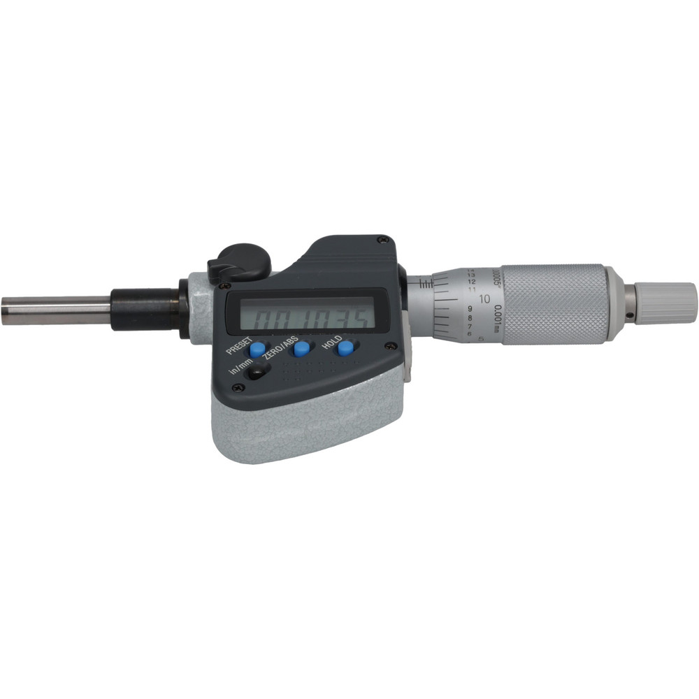 Mitutoyo - 0 to 25.4mm Range, 6.35mm Spindle Diameter, 156.5mm OAL ...