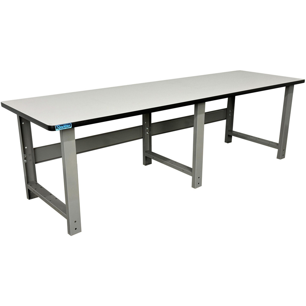 Stackbin - Work Bench: 96" Wide, 30" Deep, 34 to 33-1/2" High, Painted, ESD Laminate Top, Steel ...