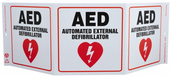 AccuformNMC - First Aid Sign: Rectangle, GREEN@WORK, AED AUTOMATED ...