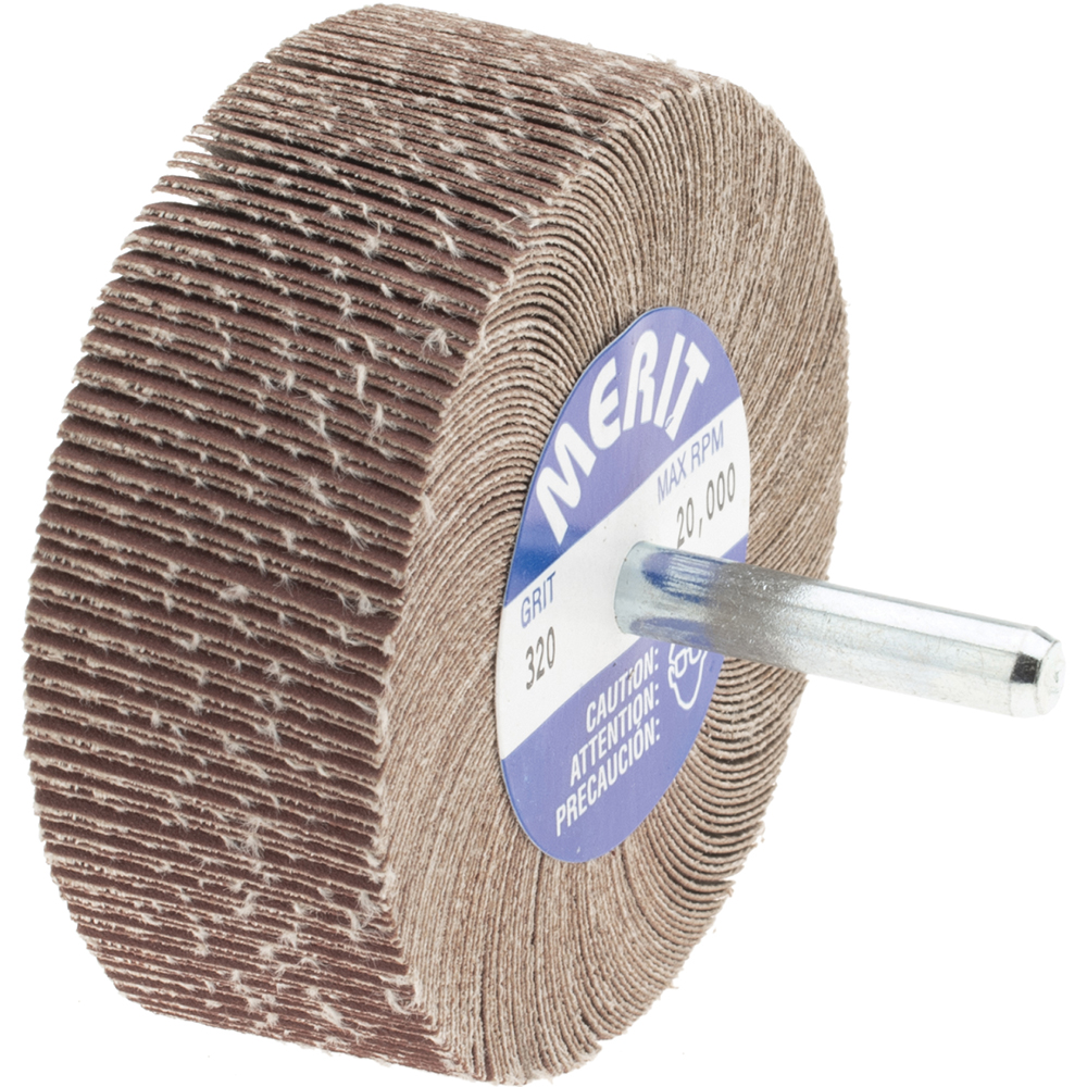 Merit Abrasives - Mounted Flap Wheel: 3" Dia, 1" Face Width, 320 Grit ...