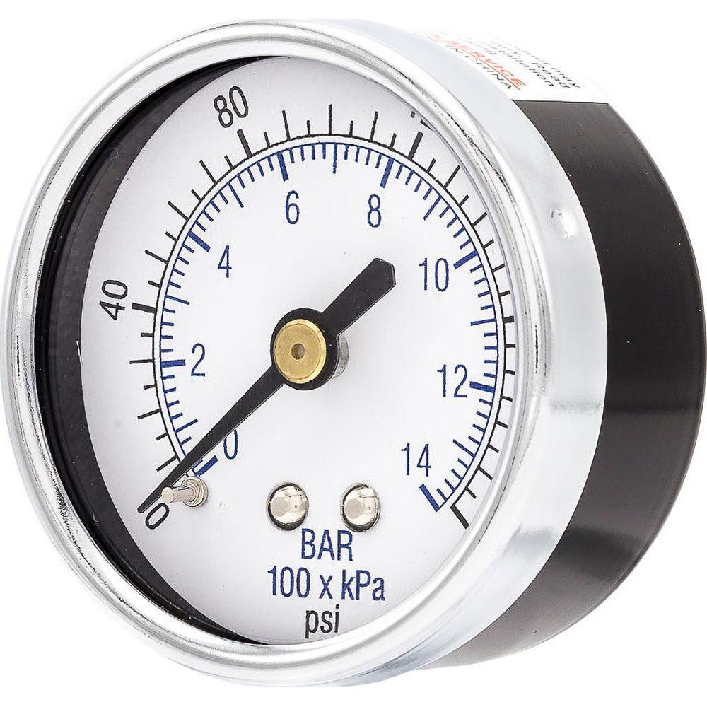 PIC Gauges - Pressure Gauge: 2" Dial Dia, 0 to 200 psi, 1/4" MNPT, Center Back Mount | MSC Direct