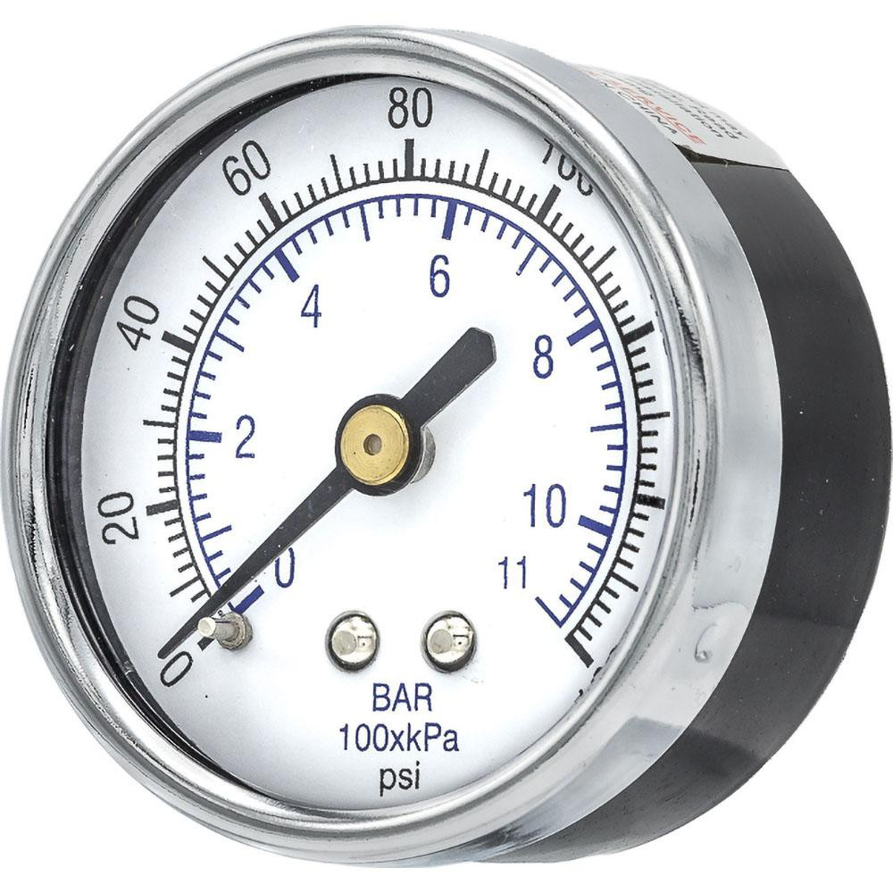 PIC Gauges - Pressure Gauge: 2" Dial Dia, 0 to 160 psi, 1/4" MNPT, Center Back Mount | MSC Direct