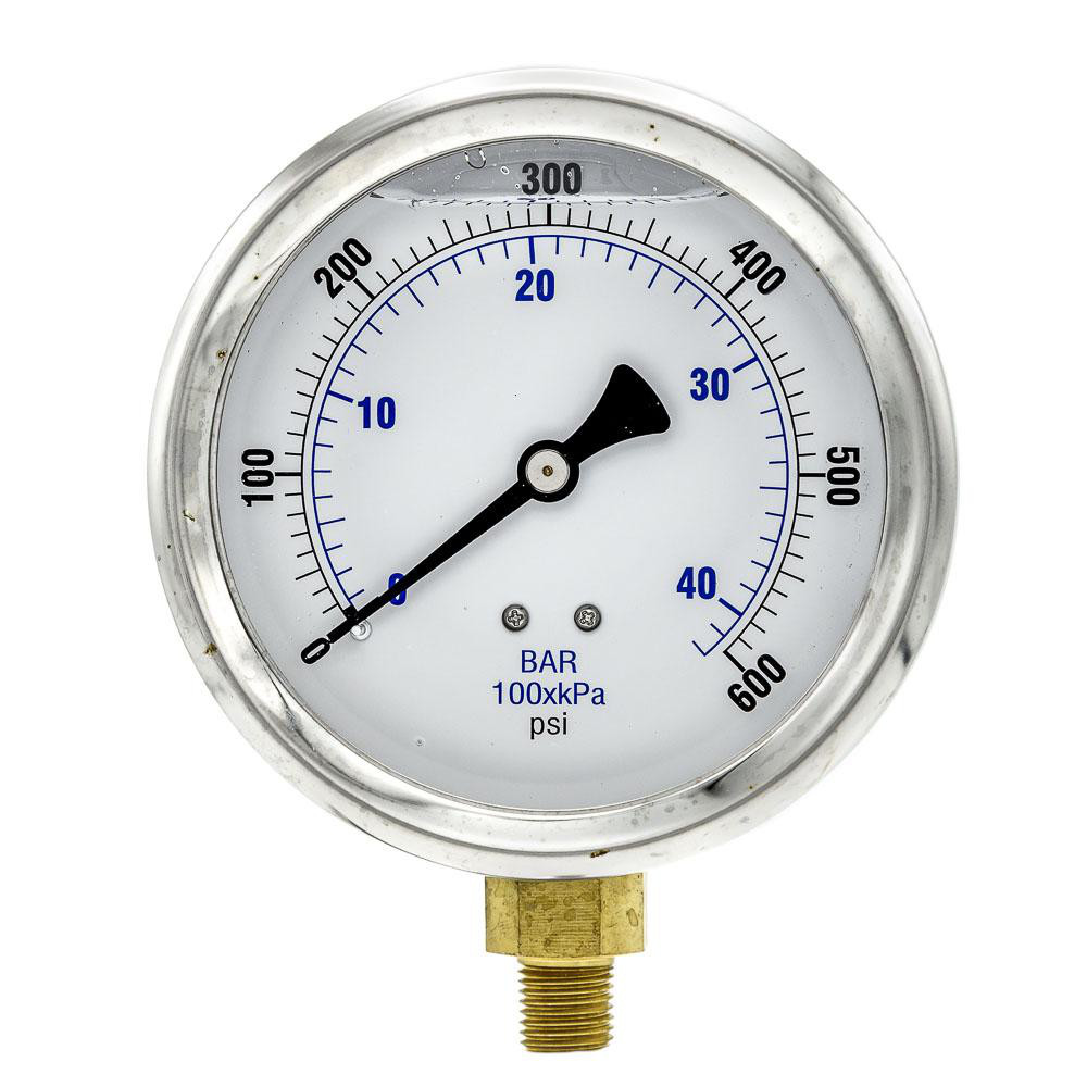 PIC Gauges - Pressure Gauge: 4" Dial Dia, 0 to 600 psi, 1/4" MNPT ...