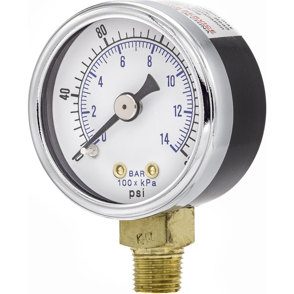 PIC Gauges - Pressure Gauge: 1-1/2" Dial Dia, 0 to 200 psi, 1/8" NPT, Lower Mount | MSC Direct