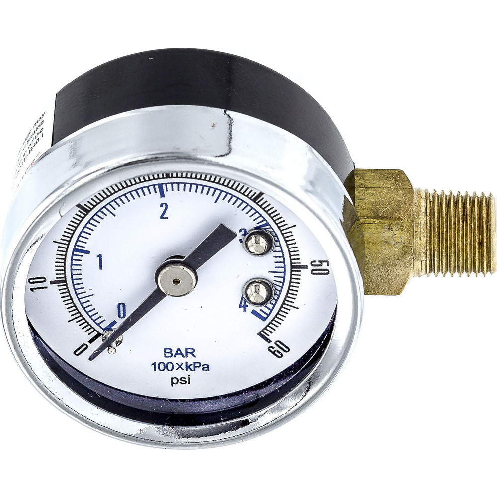 PIC Gauges - Pressure Gauge: 1-1/2" Dial Dia, 0 to 60 psi, 1/8" NPT, Lower Mount | MSC Direct