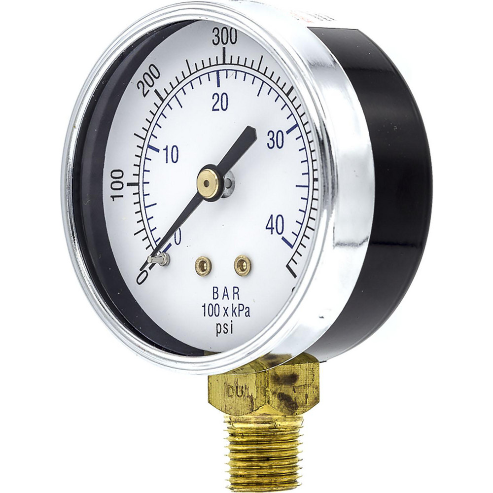 PIC Gauges - Pressure Gauge: 2-1/2" Dial Dia, 0 to 600 psi, 1/4" MNPT, Lower Mount | MSC Direct