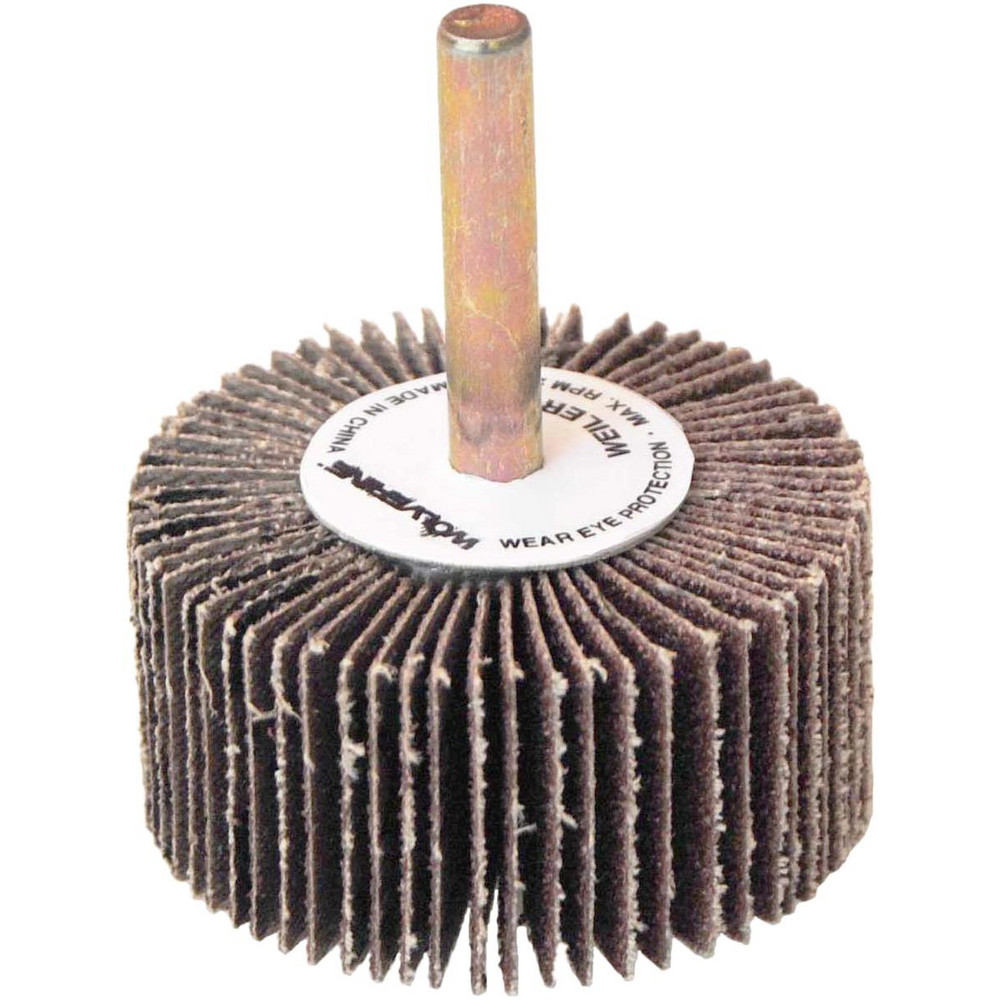 Weiler - Mounted Flap Wheel: 2" Dia, 1" Face Width, 80 Grit, Aluminum ...