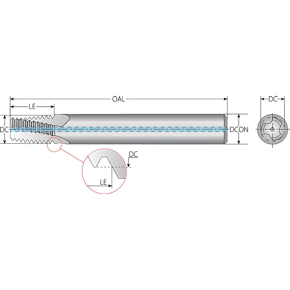 Vargus - Helical Flute Thread Mill: 1/8-28, Internal & External, 3 ...