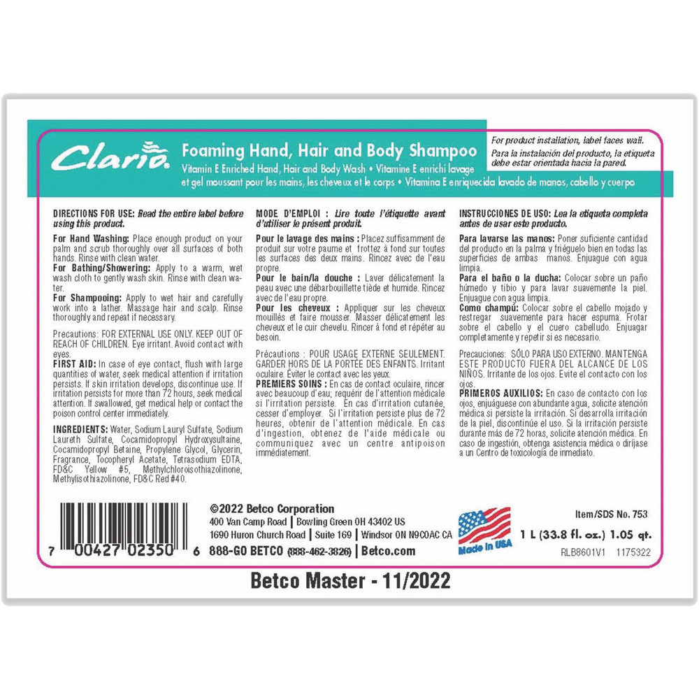 Betco - Hand Cleaners & Soaps: Product Type: Hand Cleaner; Scent: Fresh ...