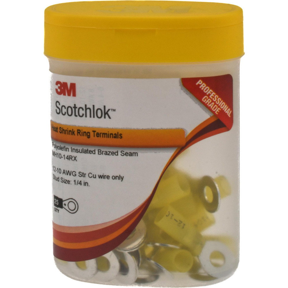 3M - Circular Ring Terminal: Partially Insulated, 12 to 10 AWG, Crimp ...