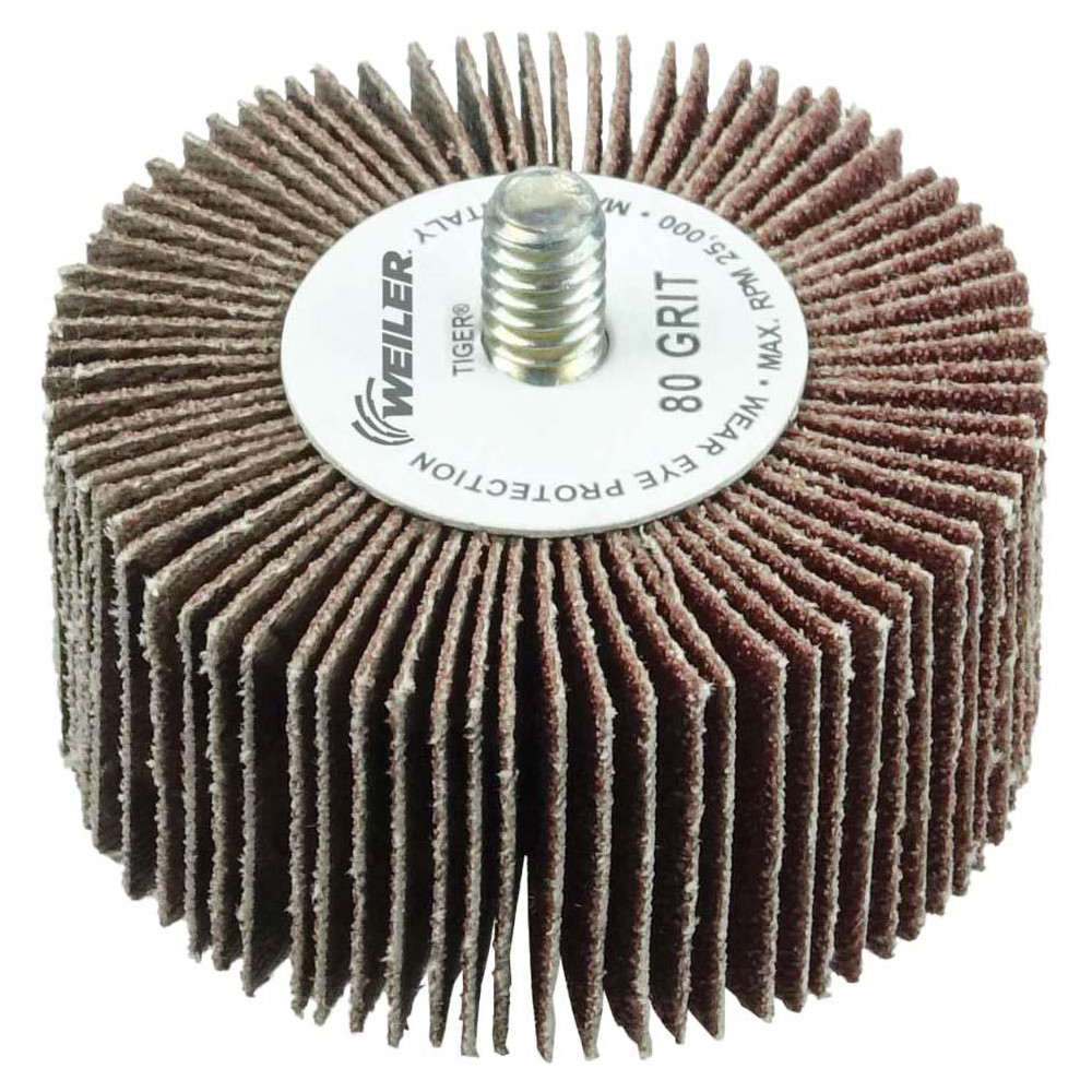 Weiler - Mounted Flap Wheel: 2" Dia, 1" Face Width, 80 Grit, Aluminum ...