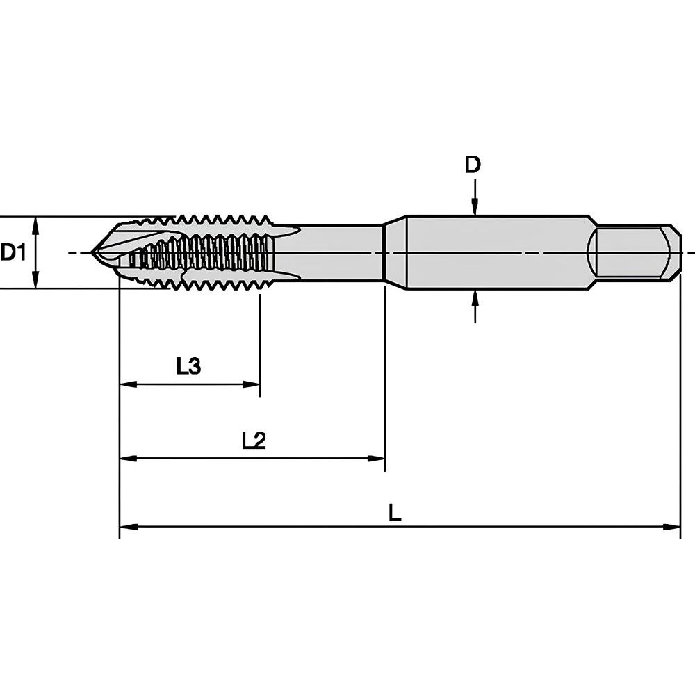 Kennametal - Spiral Point Tap: 3/8-16 UNC, 3 Flutes, Plug Chamfer, 2B ...