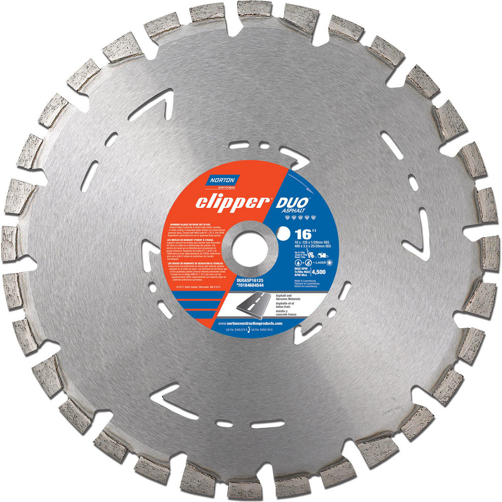 Norton - Wet & Dry Cut Saw Blade: 16" Dia, 1" Arbor Hole, 0.125" Kerf ...