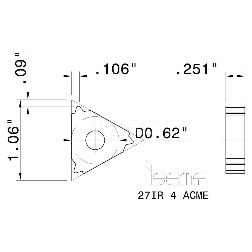 Iscar - Laydown Threading Insert: 27IR4ACME IC908, Carbide | MSC Direct