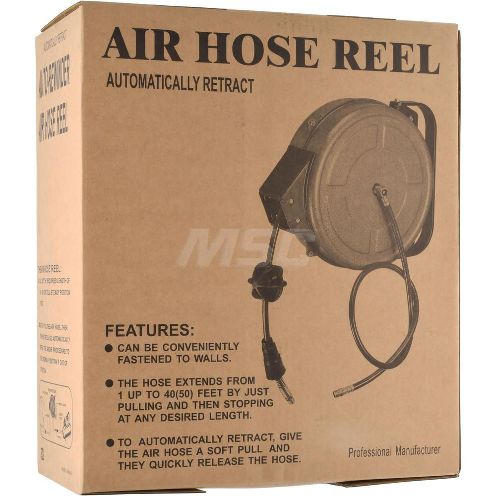 PRO-SOURCE - Hose Reel with Hose: 3/8" ID Hose x 40', Spring ...