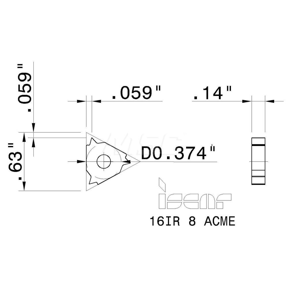 Iscar - Laydown Threading Insert: 16IR8 ACME IC908, Carbide | MSC Direct